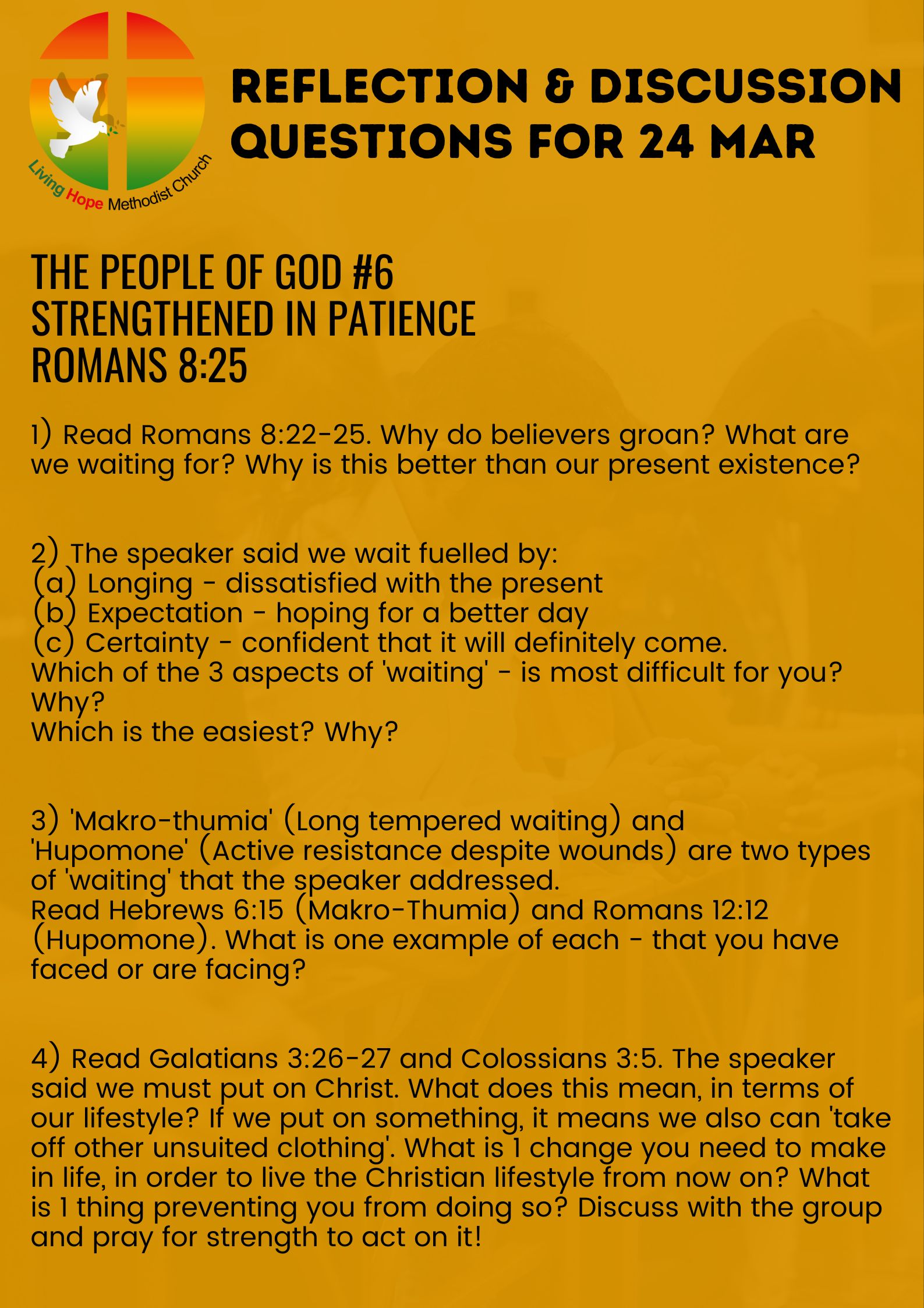 Sermon Reflection Questions - Living Hope Methodist Church
